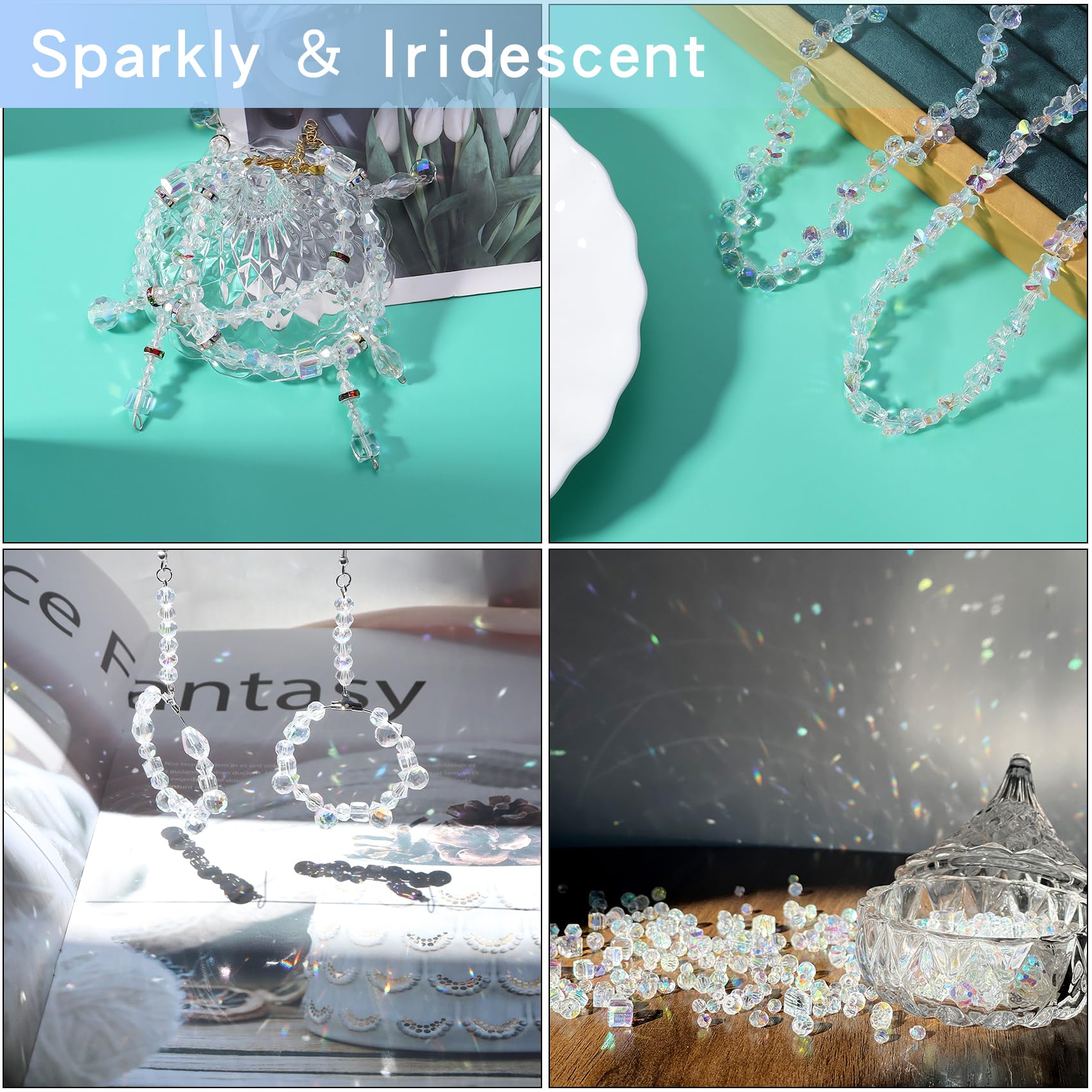 Beadtales 100pcs Crystal Glass Beads - 10mm Heart Faceted Rondelle Spacer Beads Bulk Loose Beads for Jewelry Making DIY Crafts