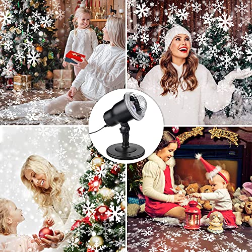 Christmas Projector Light Outdoor, Snowflake Projection Light with Remote Control, IP65 Waterproof LED Snowfall Christmas Decoration Show Lights for Xmas Indoor Home Holiday Party Wedding Garden Patio