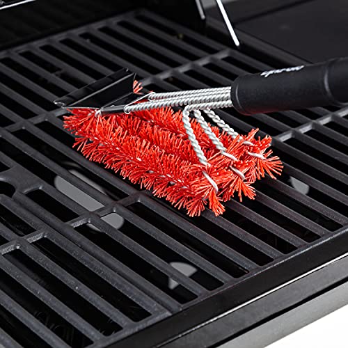 Dyna-Glo DG18GBN-D w Bristles and Stainless Steel Scraper 18" Nylon Grill Brush, Black/red