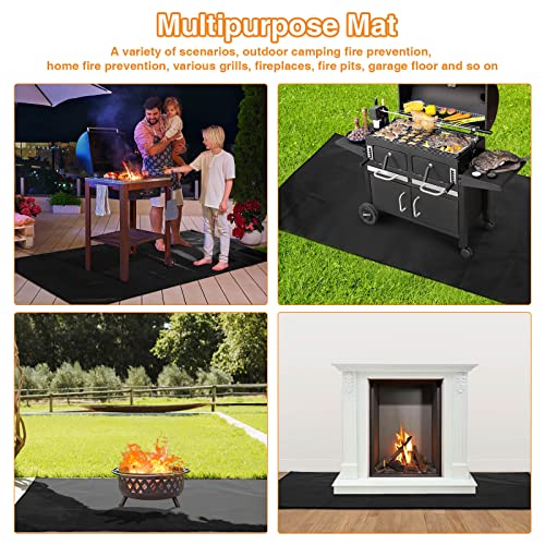 Grill Mats for Outdoor Grill - 40 x 50 Inch Fireproof Pit Mat Protects Decks and Patio - Oil-Proof & Waterproof Grill Pad for Fire Pit