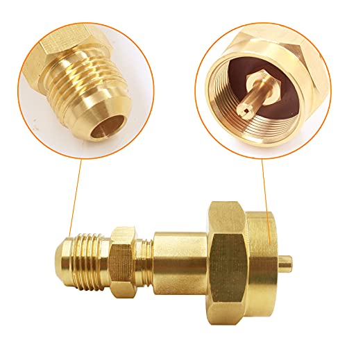 MENSI Brass Adapter with 3/8" Male Flare Thread Hook Up High Pressure Extension Hose with 3/8" Female Flare for Mapp Gas, 1LB Propane Tank for Torch, Grill