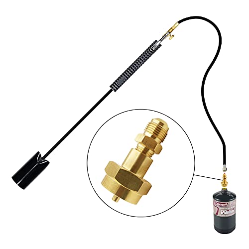 MENSI Brass Adapter with 3/8" Male Flare Thread Hook Up High Pressure Extension Hose with 3/8" Female Flare for Mapp Gas, 1LB Propane Tank for Torch, Grill