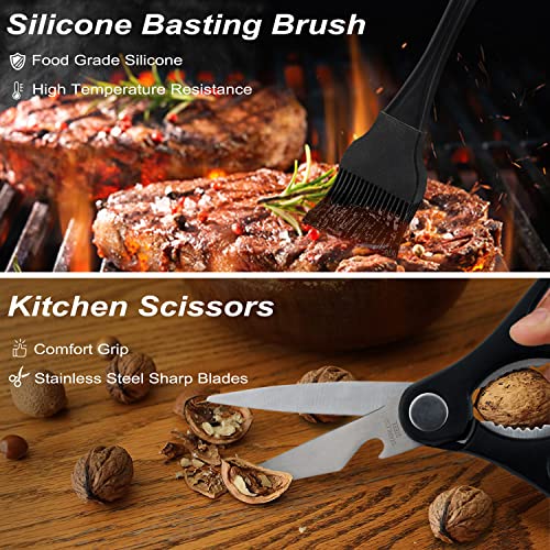 POLIGO 29 PCS BBQ Grill Accessories Stainless Steel BBQ Tools Grilling Tools Set with Storage Bag for Father's Day Dads Birthday Presents - Camping Grill Utensils Set Ideal Grilling Gifts for Men Dad