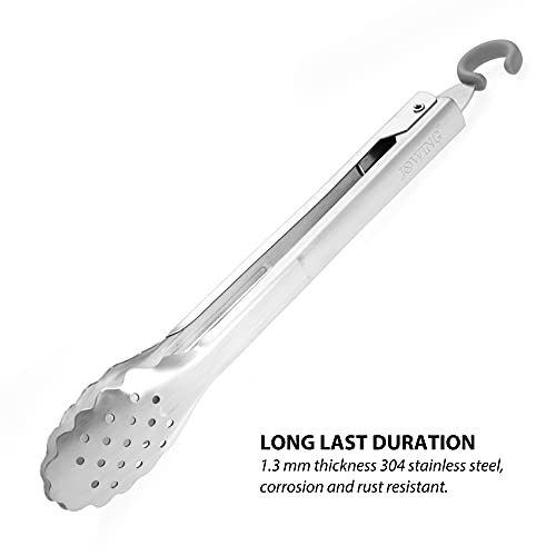 Premium 304 Stainless Steel Barbecue Turners Set, Heavy Duty Cooking Kitchen BBQ Tongs, 10" and 12" Grey