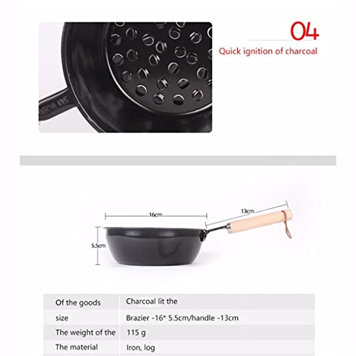 DHTDVD Chimney Charcoal Starter Pot Barbeque BBQ Grill with Wood Handle Portable Charcoal Brazier