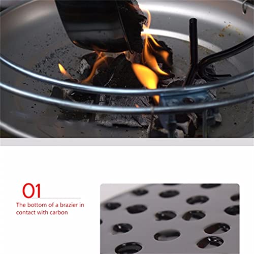 DHTDVD Chimney Charcoal Starter Pot Barbeque BBQ Grill with Wood Handle Portable Charcoal Brazier