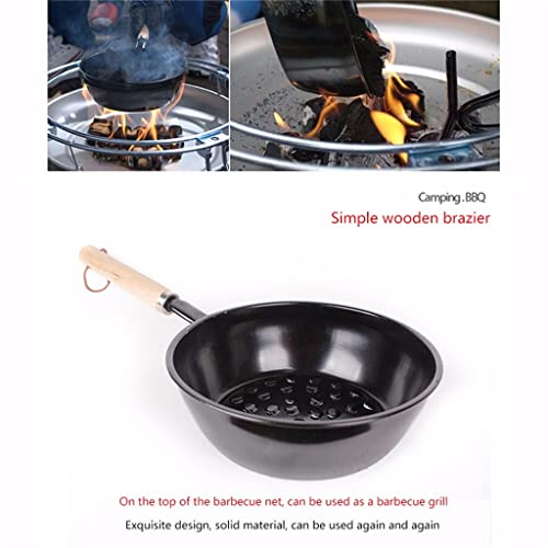 DHTDVD Chimney Charcoal Starter Pot Barbeque BBQ Grill with Wood Handle Portable Charcoal Brazier