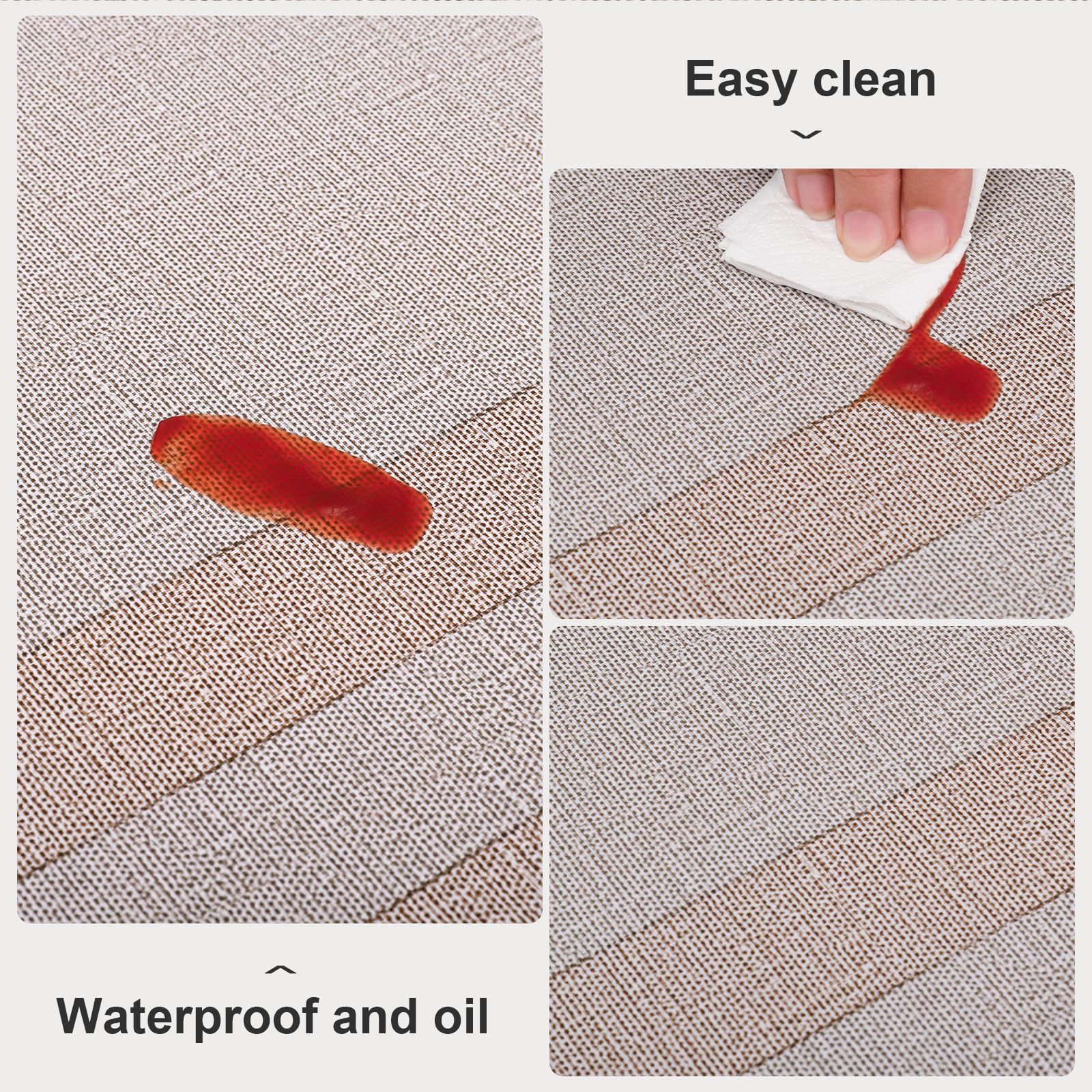 Vonabem 100% Waterproof Rectangle PVC Tablecloth, Vinyl Table Cloth Cover with Flannel Backing Oil Spill Proof Wipeable Table Cloths for Indoor Outdoor(Coffee Stripe,52x70IN