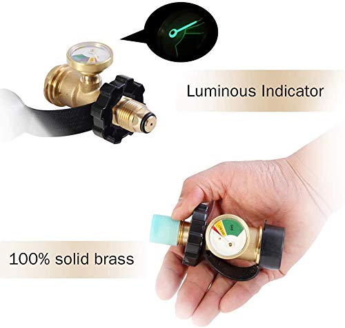 LONGADS Propane Tank Adapter Converts POL LP Tank Service Valve to QCC1/Type1 with Propane,Adapter with Propane Tank Gauge Propane Tank Adapter Old to New Connection Type for Propane Tank Equipment