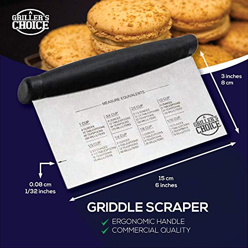 Grillers Choice - Griddle Accessories - 4 pc -Commercial Stainless Steel Metal Spatula Set - Flat Metal Spatula, Griddle Scrapper, Hamburger Pancake Turner - Professional Grade