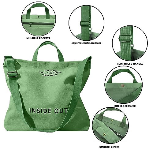 Cengriella Women Canvas Tote Handbags-Casual Shoulder Work Bag Crossbody Top Handle Bag Cross-body Handbags