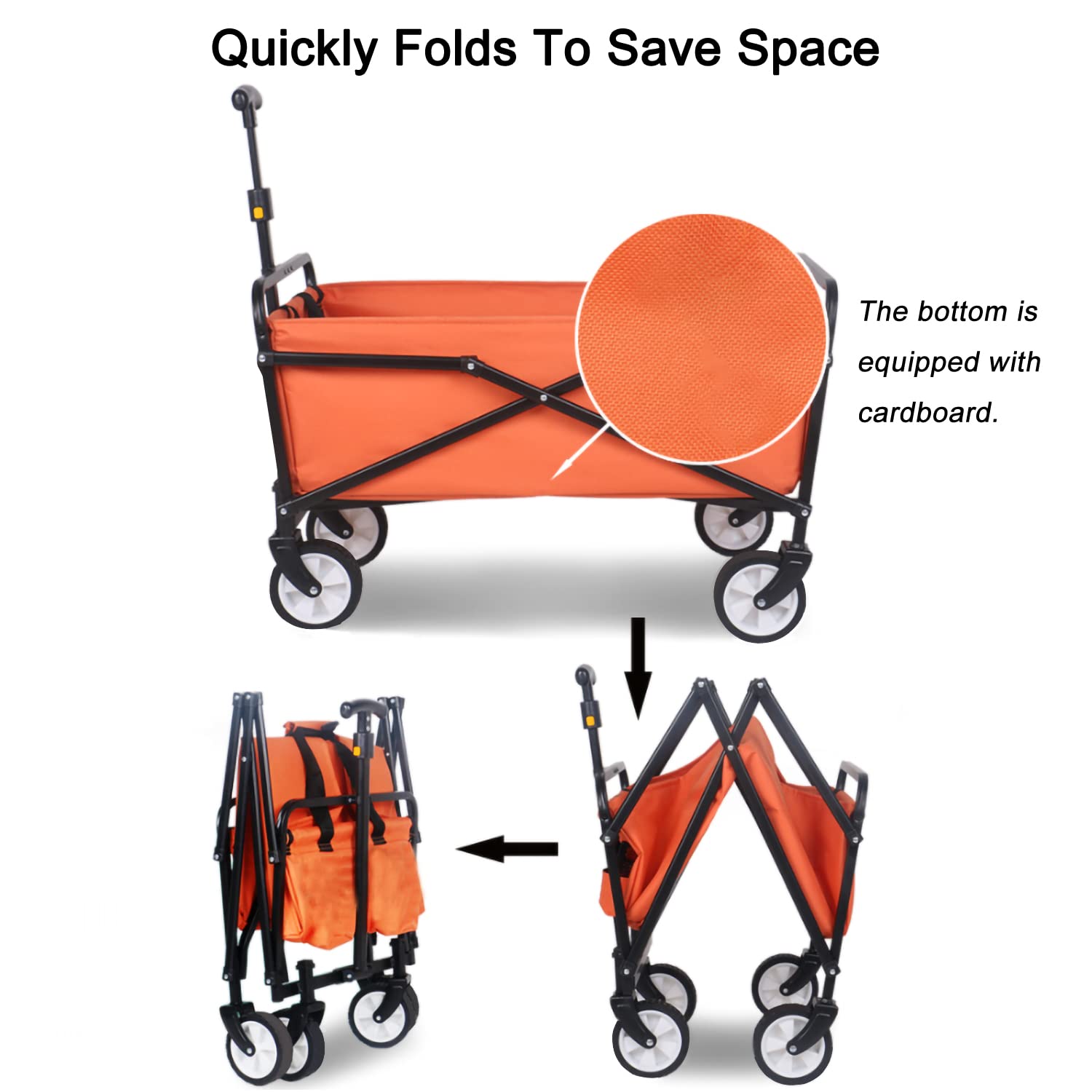 Outdoor Collapsible Wagon Seamless White Waves a Dark Blue Textured for Hoop Surface Packaging Camping Shopping Garden Cart Heavy Duty Wagon Adjustable Portable Utility Folding Wagon with Wheels