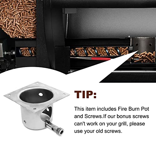 QuliMetal Fire Burn Pot Replacement Parts for Pit Boss and Traeger Pellet Grill Burner, Upgraded FirePot with Screws
