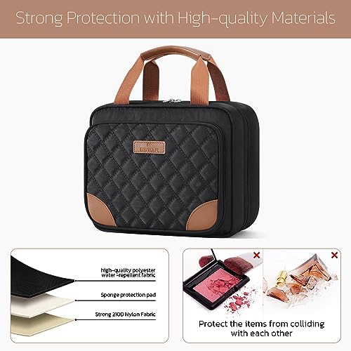 Travel Toiletry Bag for Women with Hanging Hook, Extra Large Travel Makeup Bag Organizer with Detachable Clear Bag, Suitable for Full-Sized Toiletries