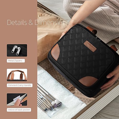 Travel Toiletry Bag for Women with Hanging Hook, Extra Large Travel Makeup Bag Organizer with Detachable Clear Bag, Suitable for Full-Sized Toiletries