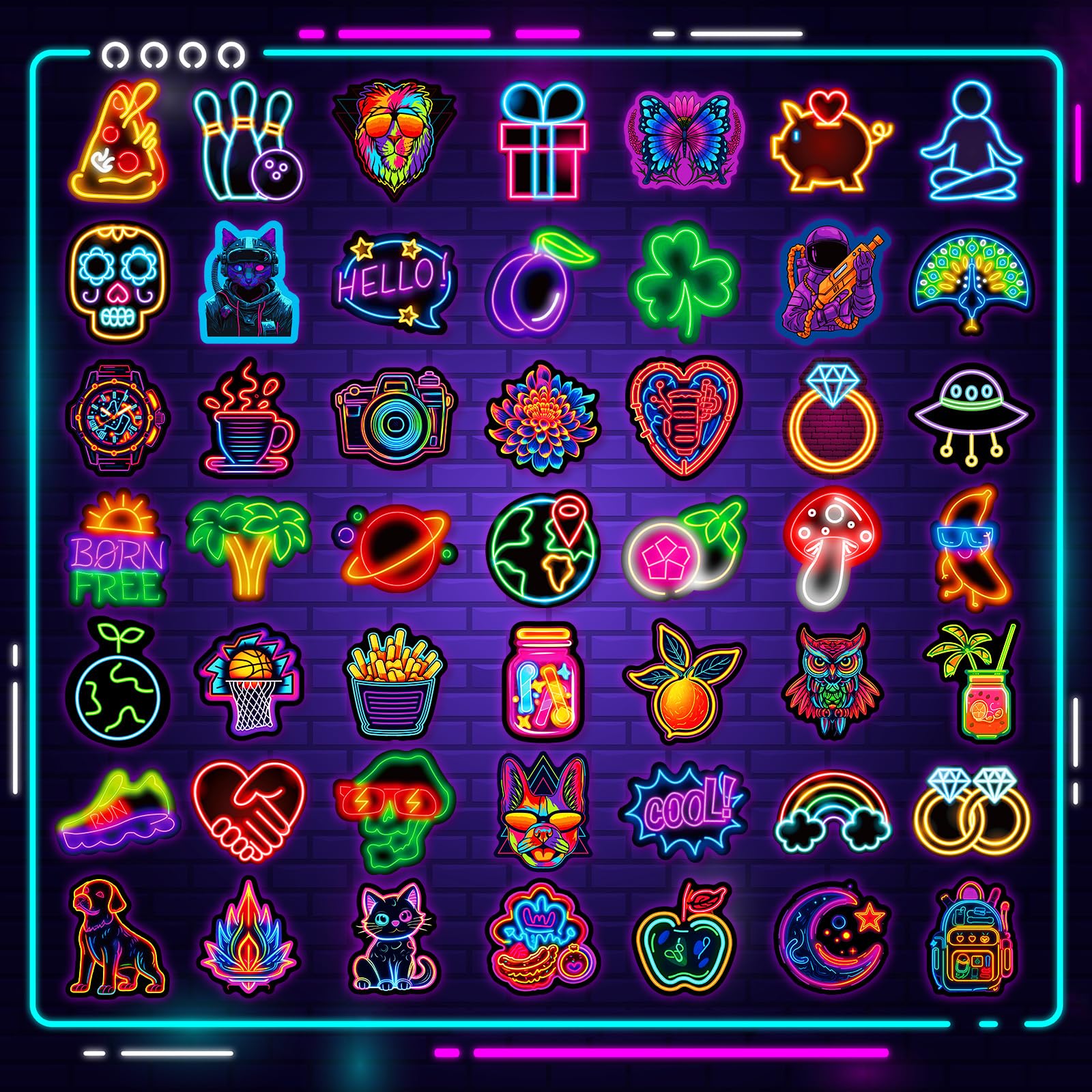 300 PCS Neon Stickers Pack,Cool Stickers for Teens Adults Kids,Waterproof Trendy Stickers for Skateboard Water Bottle Laptop Scrapbook Luggage