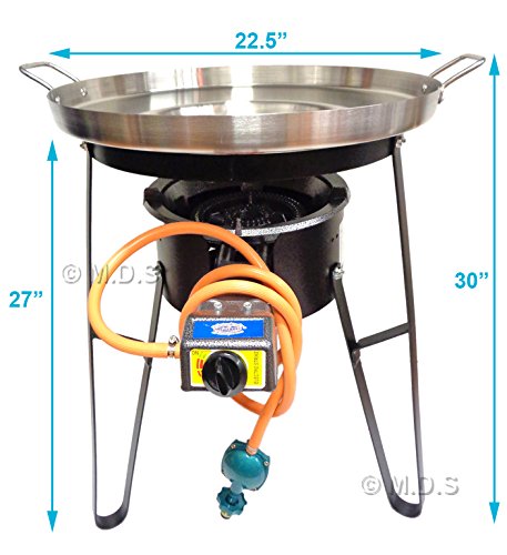 Comal Concave Stainless Steel 22" Set w/Propane Burner & Heavy Duty Stand M. D. S. Cuisine Cookwares