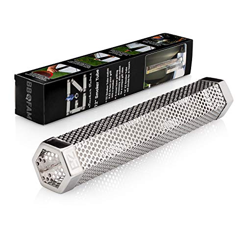 BBQFAM 12" EZ Smoker Tube, Stainless Steel BBQ Smoker Tube-Wood pellet tube, Smoker tube for gas grill, The Hexagonal Pellet Smoke Tube on Instagram and FB (1, 12")