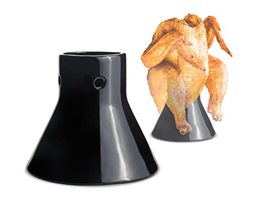 BONPAZ 2Pack Ceramic Beer Can Chicken Holder for Grill, Upright Chicken Roaster Rack, Grilling Accessories - Chicken Throne for Smokers, Non-Stick Beer Butt Chicken Stand, Kamado Joe BBQ Accessories