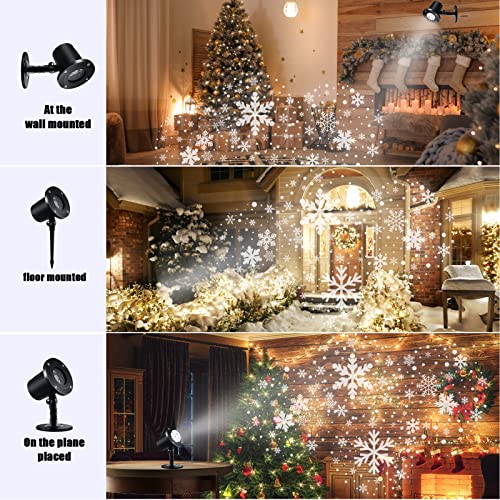 Christmas Projector Lights Outdoor - Christmas Snowflake Projector Lights with Waterproof Plug in Moving Effect Wall Mountable for Garden Ballroom, Party, Halloween, Holiday