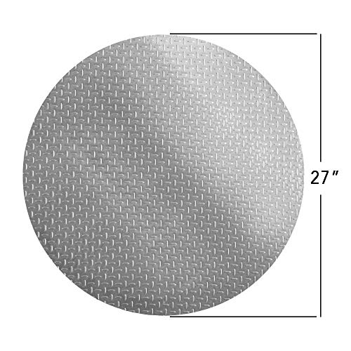 RESILIA - Round Under Grill Mat – Silver, Diamond Plate, Large 27-inch Diameter, for Outdoor Use