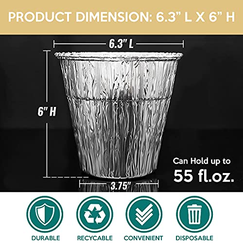(15 Pack) Grease Bucket Liner Compatible with Pit Boss Grills 67292 Foil, Oklahoma Joe's 9518545P06, Rec Tec Large Bucket & Other Grill Bucket Accessories l 6.3β x 6.0β l Disposable Aluminum