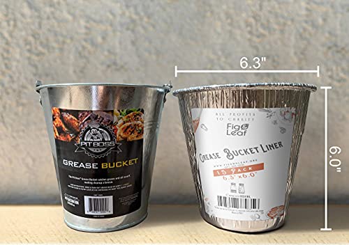 (15 Pack) Grease Bucket Liner Compatible with Pit Boss Grills 67292 Foil, Oklahoma Joe's 9518545P06, Rec Tec Large Bucket & Other Grill Bucket Accessories l 6.3β x 6.0β l Disposable Aluminum