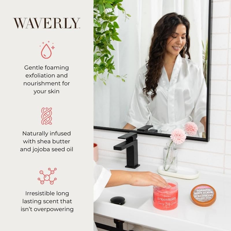 Waverly Strawberry - Shea Butter Foaming Body Scrub - Luxurious Lather Deep Cleans and Nourishes Skin with Natural Oils
