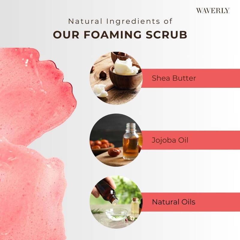 Waverly Strawberry - Shea Butter Foaming Body Scrub - Luxurious Lather Deep Cleans and Nourishes Skin with Natural Oils