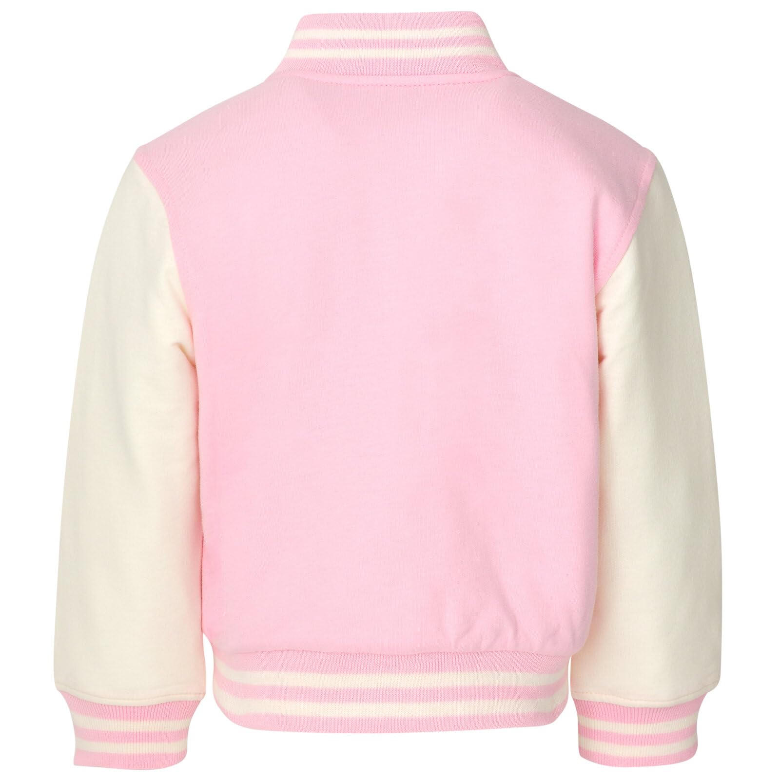 Barbie Little Girls French Terry Varsity Bomber Jacket Pink 4