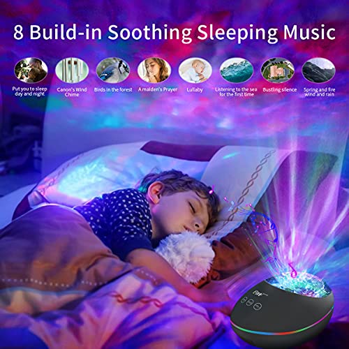 esonstyle LED Night Light for Kids, Ocean Wave Projector with Music White Noise/Timer/Bluetooth Speaker Remote Control,Galaxy Lights Projector for Bedroom/Room Decor
