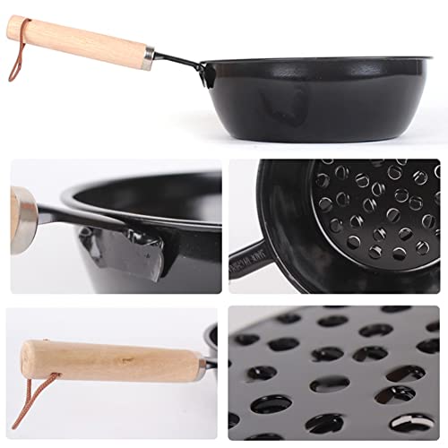 Ochine Chimney Charcoal Starter Pot BBQ Grill Tools Chimney Lighter Basket Canister Camping Burner Pot Chimney Starter Basket Pot Camping Barbecue Brazier with Wood Handle for Grilling Coal Burner