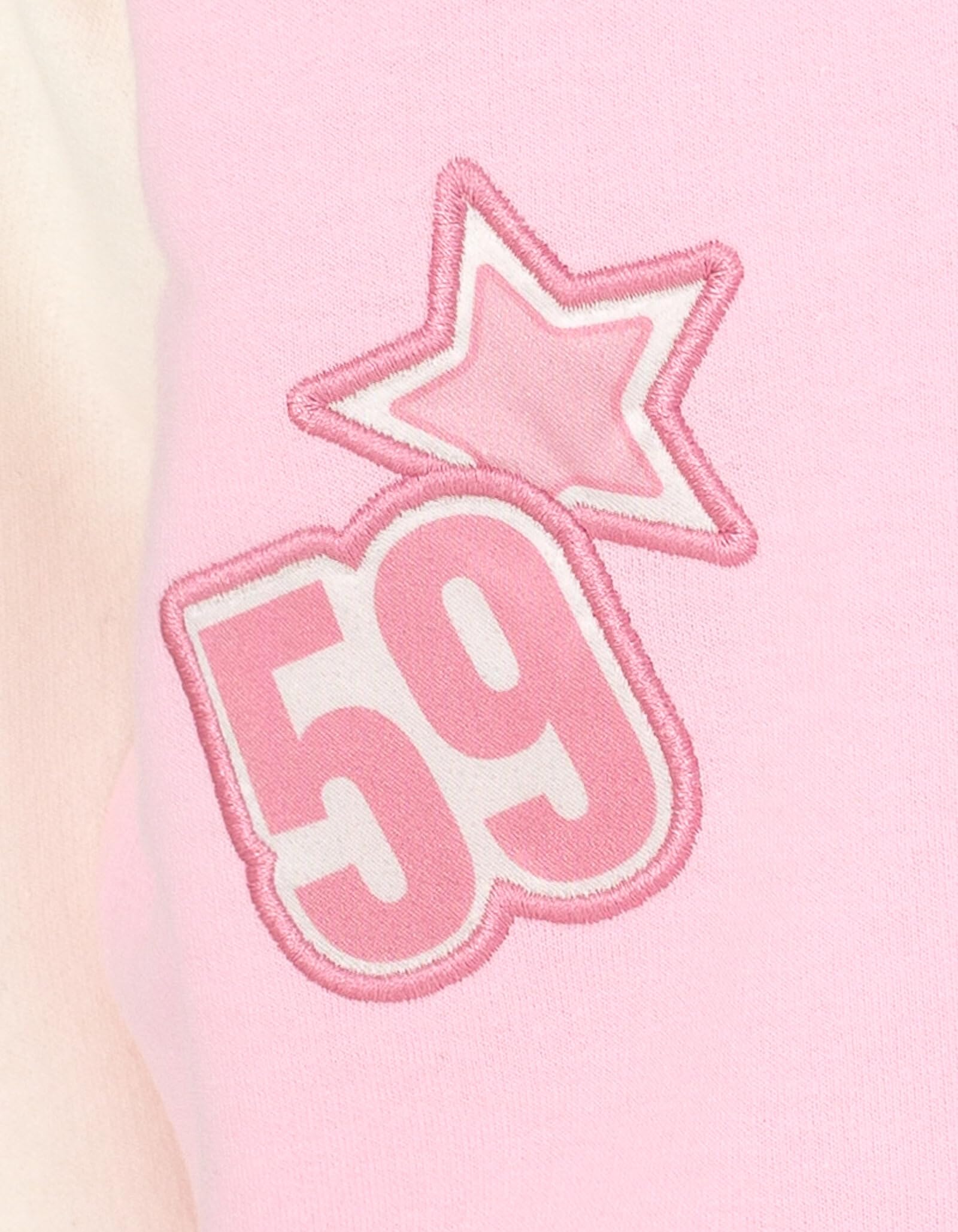 Barbie Little Girls French Terry Varsity Bomber Jacket Pink 4
