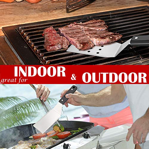 HaSteeL Metal Spatulas, Stainless Steel Griddle Spatula Tools with Riveted Handle, Heavy Duty Burger Turner for Teppanyaki BBQ Flat Top Hibachi Cast Iron Grilling Cooking, Dishwasher Safe - (2Packs)