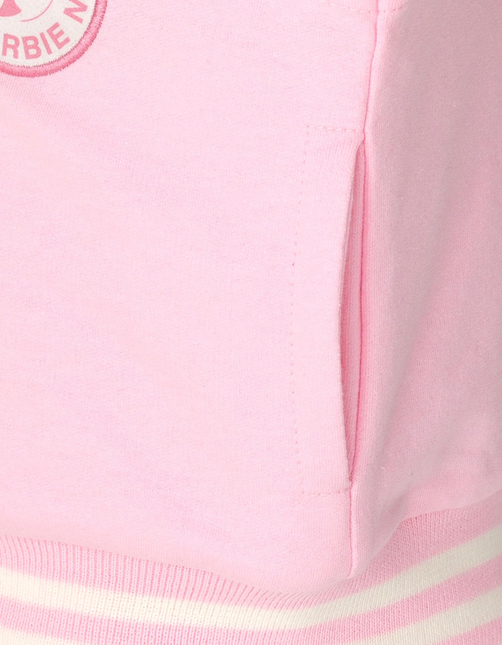 Barbie Little Girls French Terry Varsity Bomber Jacket Pink 4