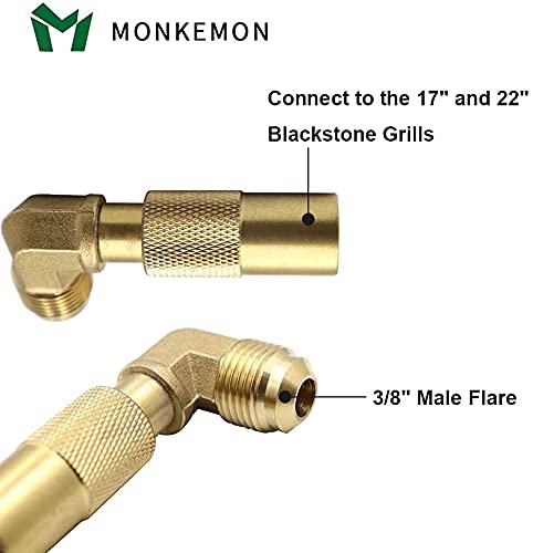 Monkemon Propane Elbow Adapter with Extension Hose, 12FT Propane Quick Connect Hose RV to Grill for Blackstone 17" and 22" Griddle, Lp Quick Connect Hose Rv Grill For Camp Chef Stove Portable Fire Pit