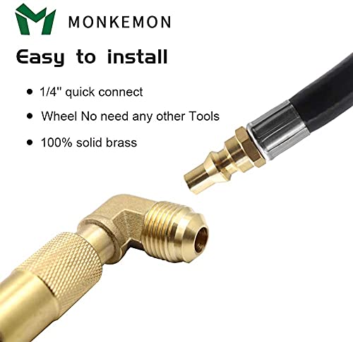 Monkemon Propane Elbow Adapter with Extension Hose, 12FT Propane Quick Connect Hose RV to Grill for Blackstone 17" and 22" Griddle, Lp Quick Connect Hose Rv Grill For Camp Chef Stove Portable Fire Pit