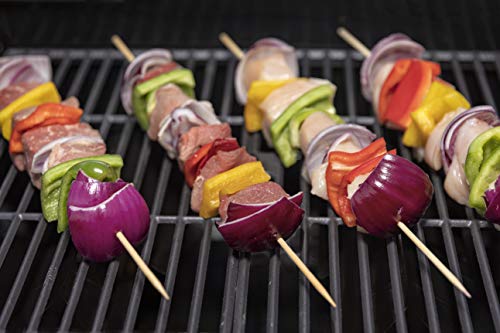 J-Line Design 100 All Natural 16 Inch Bamboo Skewers for BBQ, Grill, Shish Kabob, Appetizers, Fruit, Vegetables, Marshmallows and More - in PVC Tube Case Complete with Silicone Sauce Basting Brush