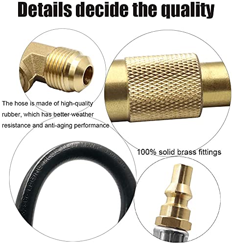 Monkemon Propane Elbow Adapter with Extension Hose, 12FT Propane Quick Connect Hose RV to Grill for Blackstone 17" and 22" Griddle, Lp Quick Connect Hose Rv Grill For Camp Chef Stove Portable Fire Pit