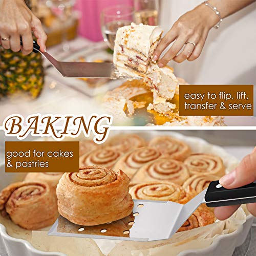 HaSteeL Metal Spatulas, Stainless Steel Griddle Spatula Tools with Riveted Handle, Heavy Duty Burger Turner for Teppanyaki BBQ Flat Top Hibachi Cast Iron Grilling Cooking, Dishwasher Safe - (2Packs)
