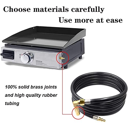 Monkemon Propane Elbow Adapter with Extension Hose, 12FT Propane Quick Connect Hose RV to Grill for Blackstone 17" and 22" Griddle, Lp Quick Connect Hose Rv Grill For Camp Chef Stove Portable Fire Pit
