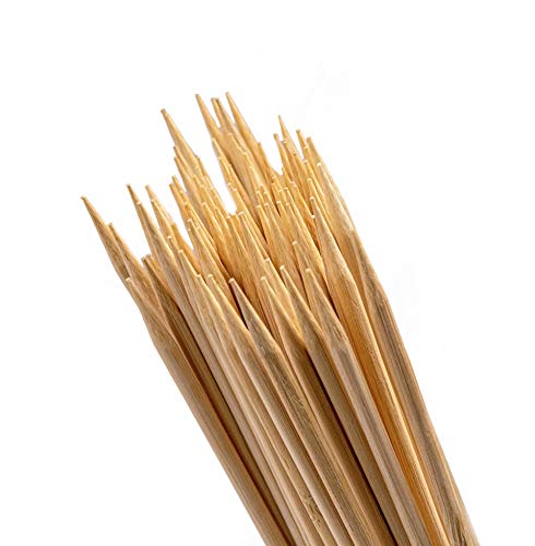 J-Line Design 100 All Natural 16 Inch Bamboo Skewers for BBQ, Grill, Shish Kabob, Appetizers, Fruit, Vegetables, Marshmallows and More - in PVC Tube Case Complete with Silicone Sauce Basting Brush