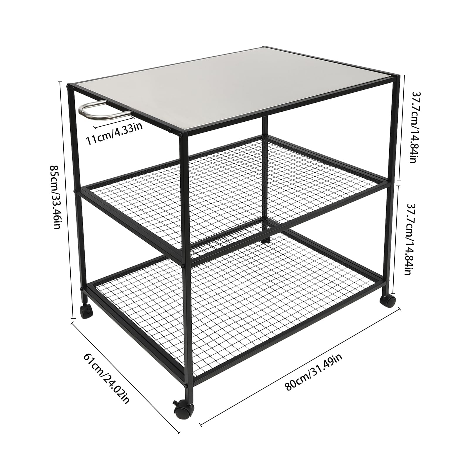 Ghankopd Outdoor Grill Cart Double-Shelf Movable Cooking Table,Outdoor Dining Cart with Storage and Spice Rack for Kitchen or Backyard Patio Indoor(33.46" L×19.49" W) (Style-B)