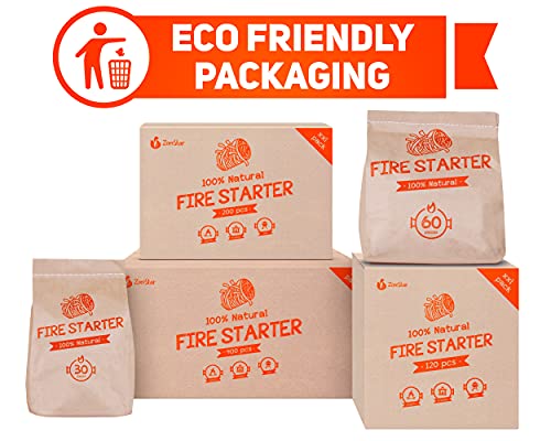 Fire Starter 60+ pc XXL Size - Сharcoal fire Starters - Better Than Lighter Cubes and Firestarter Squares and Zorestar Apple Wood Chunks - 10-12lb of Smoking Wood for Grilling and BBQ
