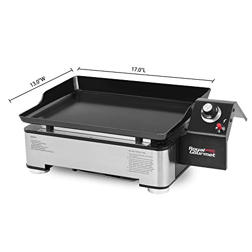 Royal Gourmet PD1202S 18-Inch Portable Table Top Propane Gas Grill Griddle for Camping, Sliver