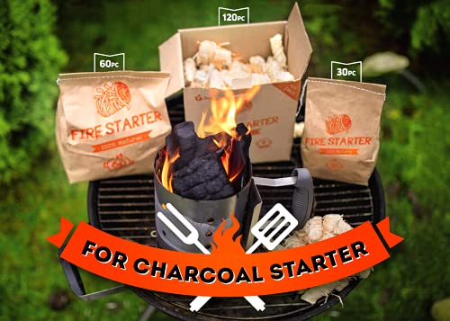 Fire Starter 60+ pc XXL Size - Сharcoal fire Starters - Better Than Lighter Cubes and Firestarter Squares and Zorestar Apple Wood Chunks - 10-12lb of Smoking Wood for Grilling and BBQ