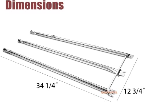 QuliMetal 24.5 Inch Flavorizer Bars and SUS304 34.5 Inch Grill Burner for Weber Genesis 300, E310 E320 S310 S320 (with Side Control Panels), Replaces Weber 7540 67722 67820