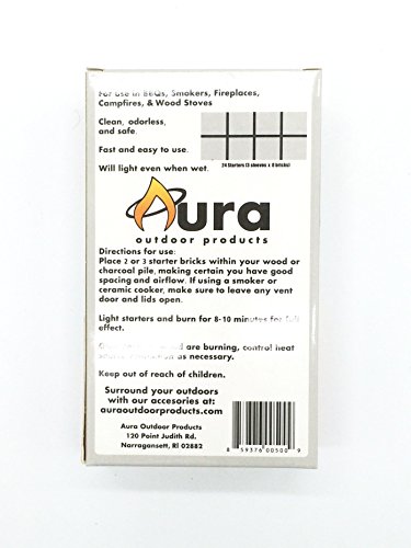 Aura BBQ All Natural Charcoal Barbeque Fire Starters, 24-Count for Big Green Egg, Kamado Joe, Primo Grill, Vision Grill, Weber Kettle, Fireplaces, Camp Fires and More!