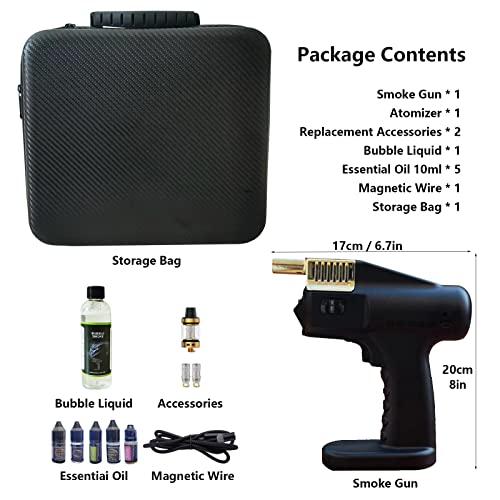 XUORUCYOS Cocktail Smoker Kit, Handheld Smoked Bubble Gun,Smoke Generator Tool, Herb Extract Essential Oil Smoker, USB Charging Bubble Gun for Cocktail Drink,Whiskey,Meat, Pizza and Food Cooking