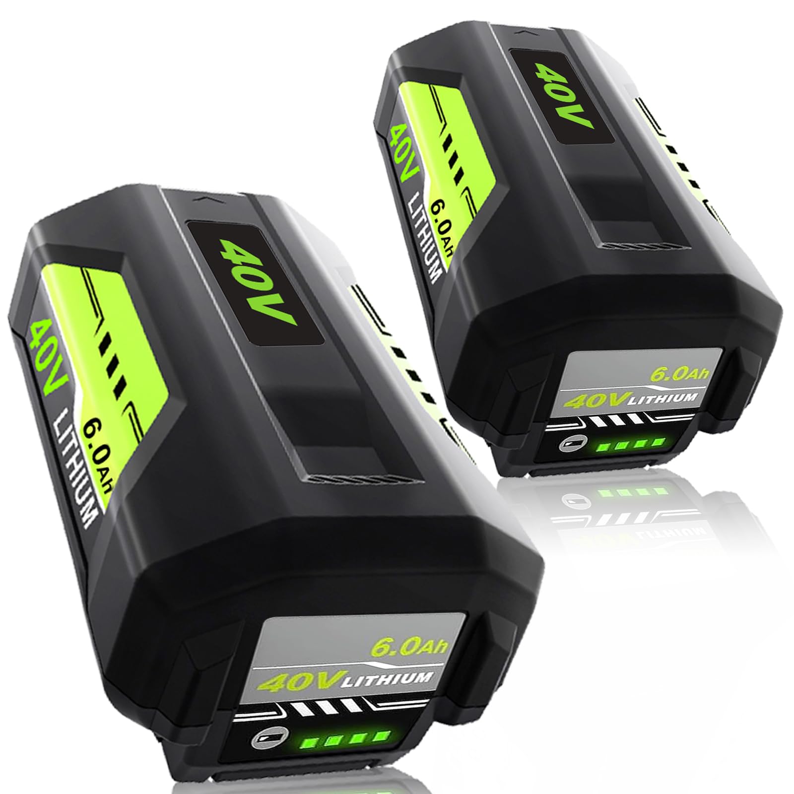 OP4026 6000mAh Replacement Battery Compatible with Ryobi 40V Lithium Battery OP4050A OP40601 OP4026A OP4040 OP4030 OP4050 OP4015 OP40261 OP40201 OP40301 OP40401 Cordless Power Tools(Green-2Pack)